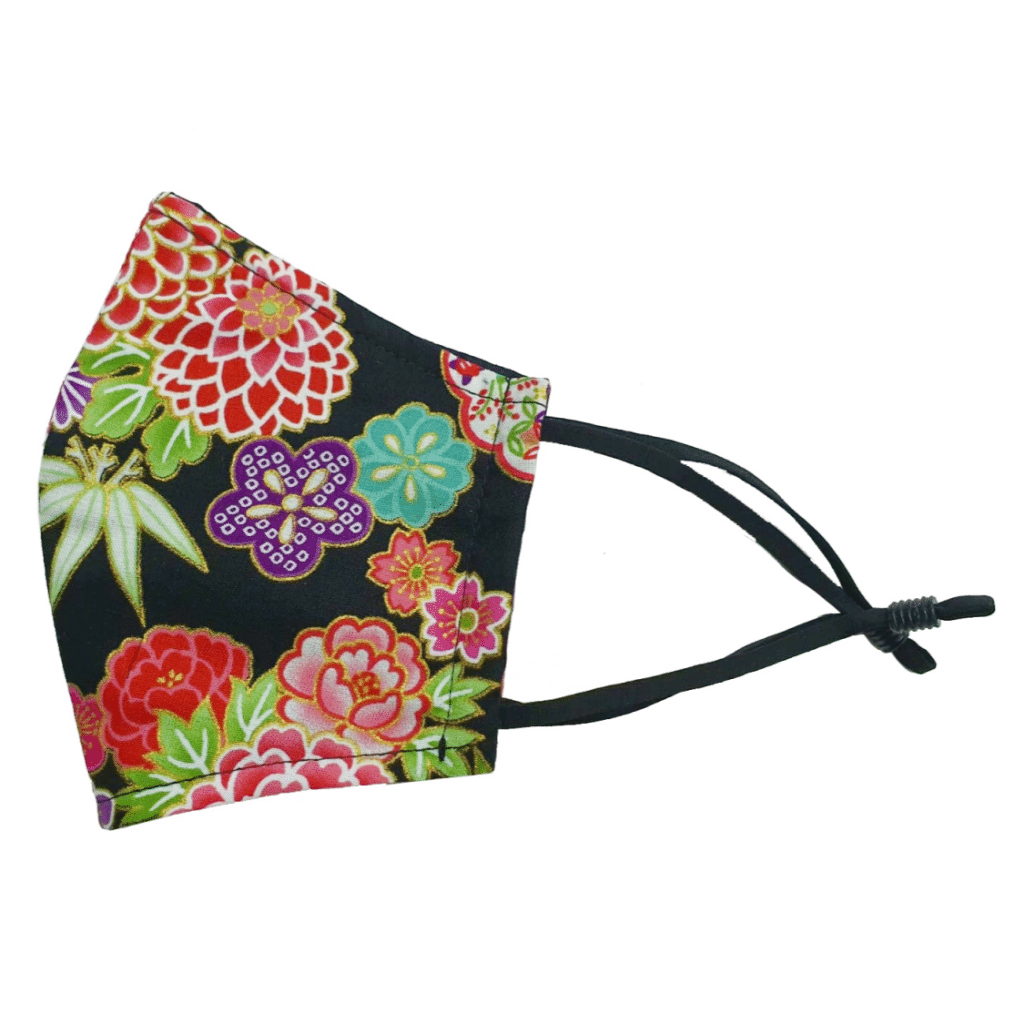 Black Japanese Floral (3D Print) Reusable Mask - Cerebral