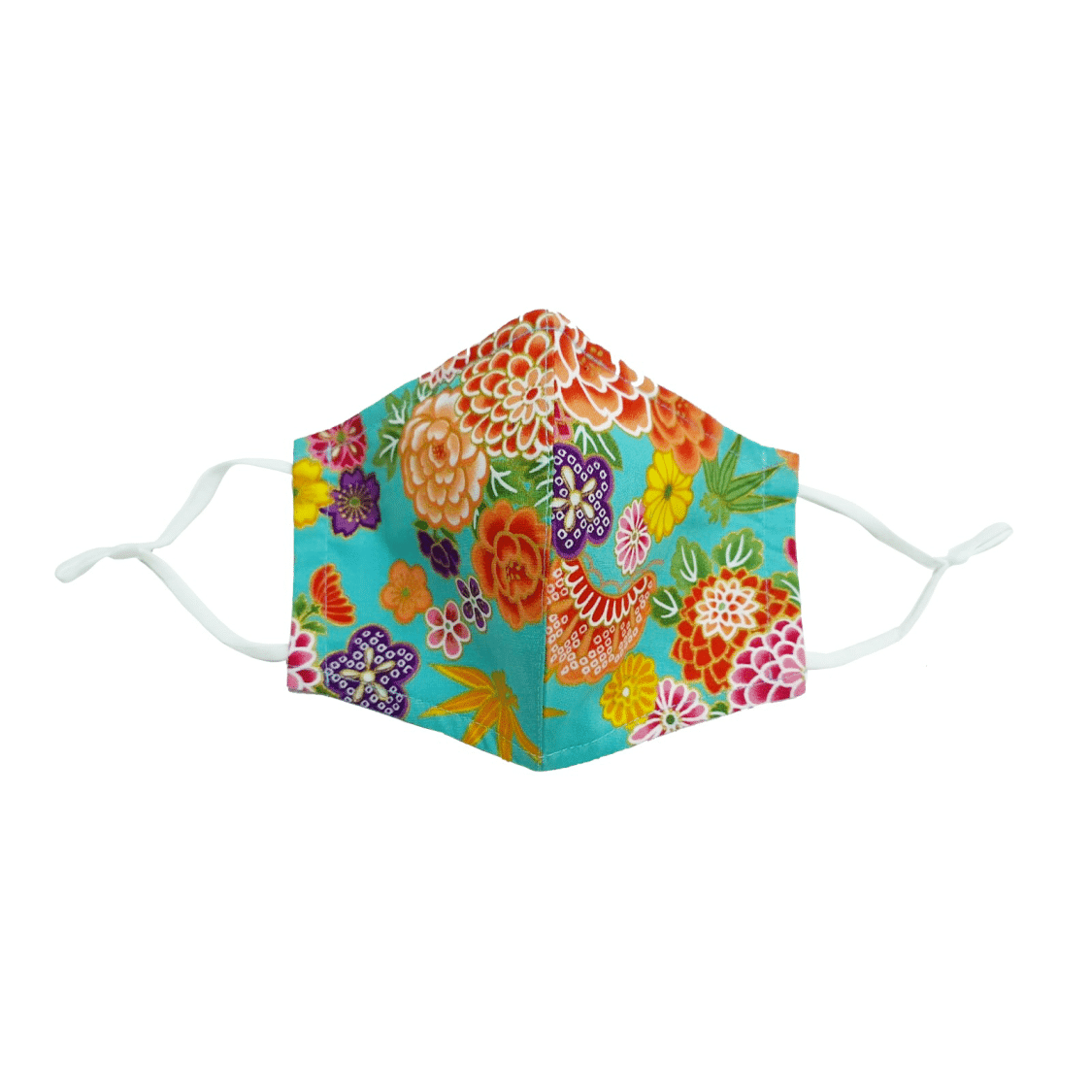 Blue Japanese Floral (3D Print) Reusable Mask - Cerebral